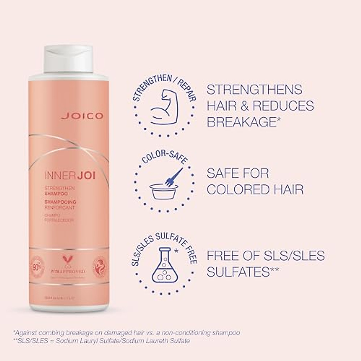 Joico InnerJoi Strengthen Shampoo and Conditioner | For Damaged, Color-Treated Hair | Sulfate & Paraben Free | Naturally-Derived Vegan Formula | 33.8 oz