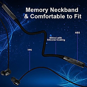 Conchpeople Neckband Bluetooth Headphones Wireless in-Ear Extra Bass Headet with Mic, V5.1 Bluetooth Earbuds 24H Playtime, 10 mm Drivers, IPX7 Waterproof for for Phone Call Music Sports (Black)