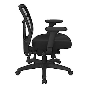 Office Star ProGrid Breathable Mesh Manager's Office Chair with Adjustable Seat Height, Multi-Function Tilt Control and Seat Slider, Mid Back, Icon Black Fabric
