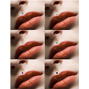 Gadeaila 48pcs 16G Lip Rings Stainless Steel Labret Monroe Lip Rings Nail Cartilage Tragus Helix Earrings Studs Ring Medusa Piercing Jewelry for Women Men 6mm 8mm 10mm