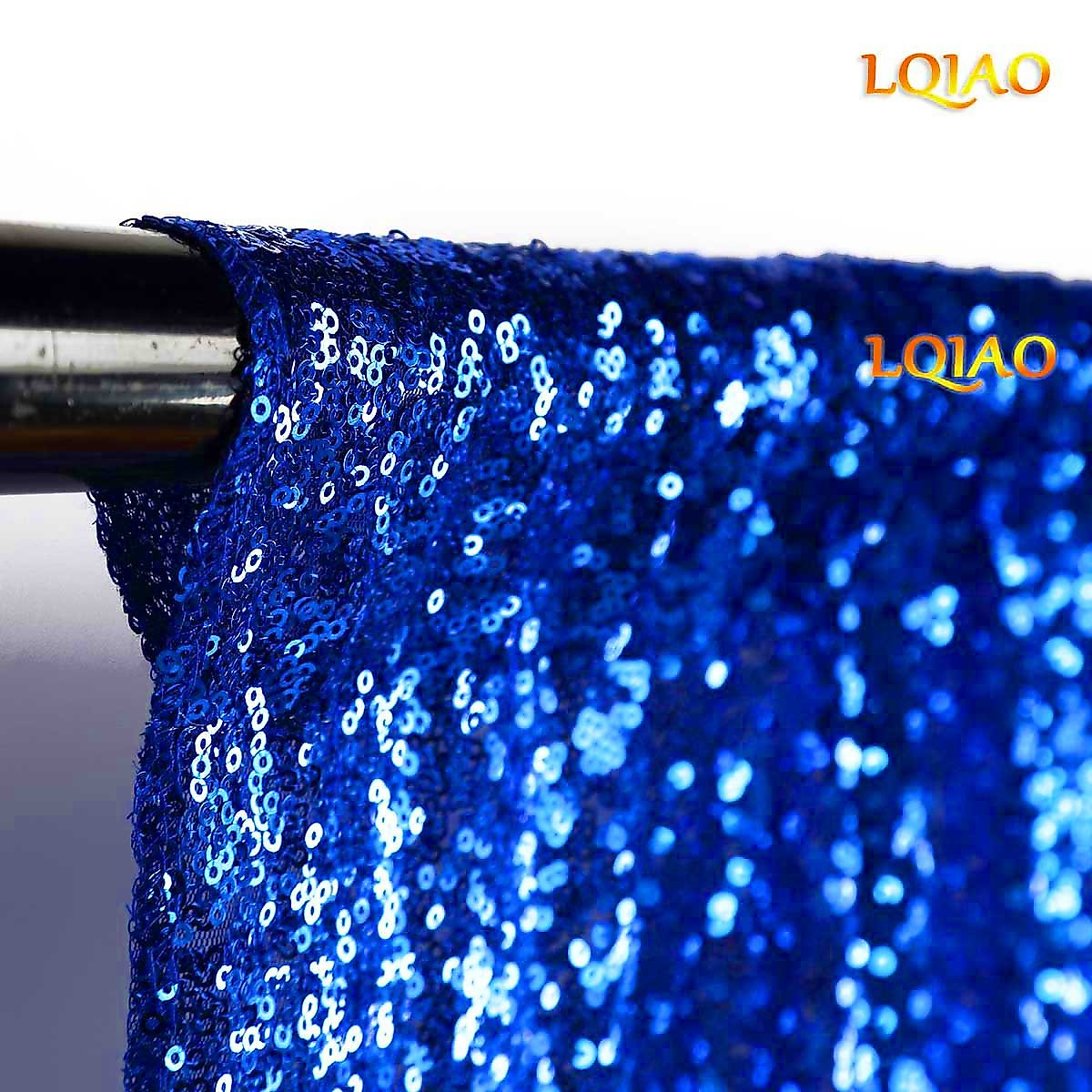 LQIAO 4FTx10FT-125CMx300CM Royal Blue Sequin Backdrops,Party Wedding Photo Booth Backdrop Decoration,Sequin Curtains,Drape,Sequin Panels