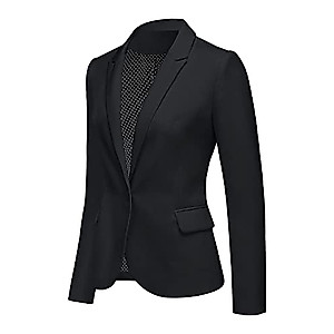 LookbookStore Jackets Casual Blazers for Women Fashion 2023 Black Jacket Suit Notched Lapel Work Office Jacket Suit 2023 Office Clothes Size Medium Women Blazer Size 8 Size 10