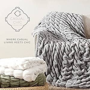 Casual Chic Lapin Ultra Fine Faux Fur Throw Blanket - Luxurious, Chic, Soft and Cozy 400 GSM Microfiber Blanket for Couch and Bed - 50” x 60” (Gray)
