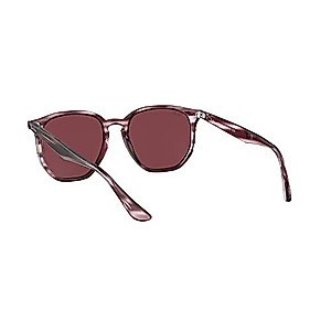 Ray-Ban RB4306 Hexagonal Sunglasses, Striped Bordeaux Havana/Dark Violet, 54 mm