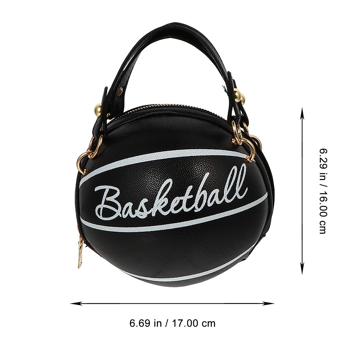 VALICLUD Shoulder Purse Round Basketball Shaped Bag PU Leather Round Handbag Shoulder BagsFashion Cow Crossbody Bag Fashion Winter Messenger Tote Bag for Women Girls (Black) Novelty Shaped Purse