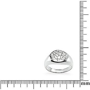 SILVERLINE JEWELRY - 925 Sterling Silver Celtic Tree Of Life Round Signet Biker Band Ring | Sizes 5-13