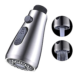 Pull Down Kitchen Faucet Sprayer Head Replacement Part - Pull Out Sink Sprayer Replacement Nozzle, Kitchen Faucet Head Hose Spray Tap Spout Only for G1/2 Connector (Brushed Nickel)