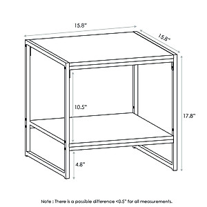 Furinno FM19122GYW Camnus Modern Living 2-Tier End Table, French Oak Grey, 15.9 in x 15.75 in x 18 in