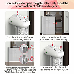 ALSOABA Retractable Baby Gates Extra Wide,120 Inches Extended Mesh Gates for Kids Or Pets，for Dogs Indoor Safety Gate Dog Gates for The House Extra Long Baby Gate f or Stairs Outdoor Large Pet Gate
