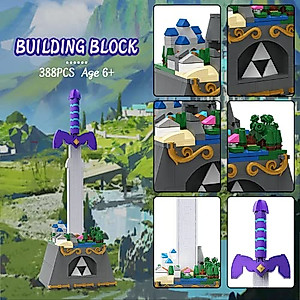 Xunsan Master Sword Building Kit, Micro Hyrule Castle Building Toys, Perfect BOTW Building Décor Set, Detachable Desktop Decorations, Birthday Gifts for Kids Boys Ages 6+ (388 Pieces)