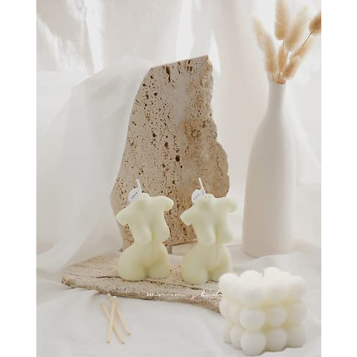 Bubble Candle Soy Wax Scented Candle Hand Poured Scented Candle and Female Body Shaped Candle Set2 Pieces Handmade Candle Decorative Candle for Bedroom Bathroom Wedding Use or Gifting