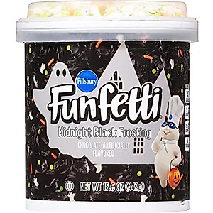 Pillsbury Funfetti Halloween Bundle, 2 Cake Mixes with Candy Bits, 1 of each Frosting with Sprinkles, Black Chocolate and Orange Vanilla (Pack of 4) with By The Cup Spreader