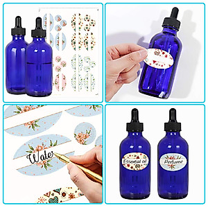 STARSIDE 6 Pack 120 ml 4 oz Amber Glass Bottles with Glass Droppers and Black cap.Glass Dropper Bottles for Essential Oils,Lab Chemicals,Colognes,Perfumes.Included 1 Brush,2 Funnels and 12 Labels.