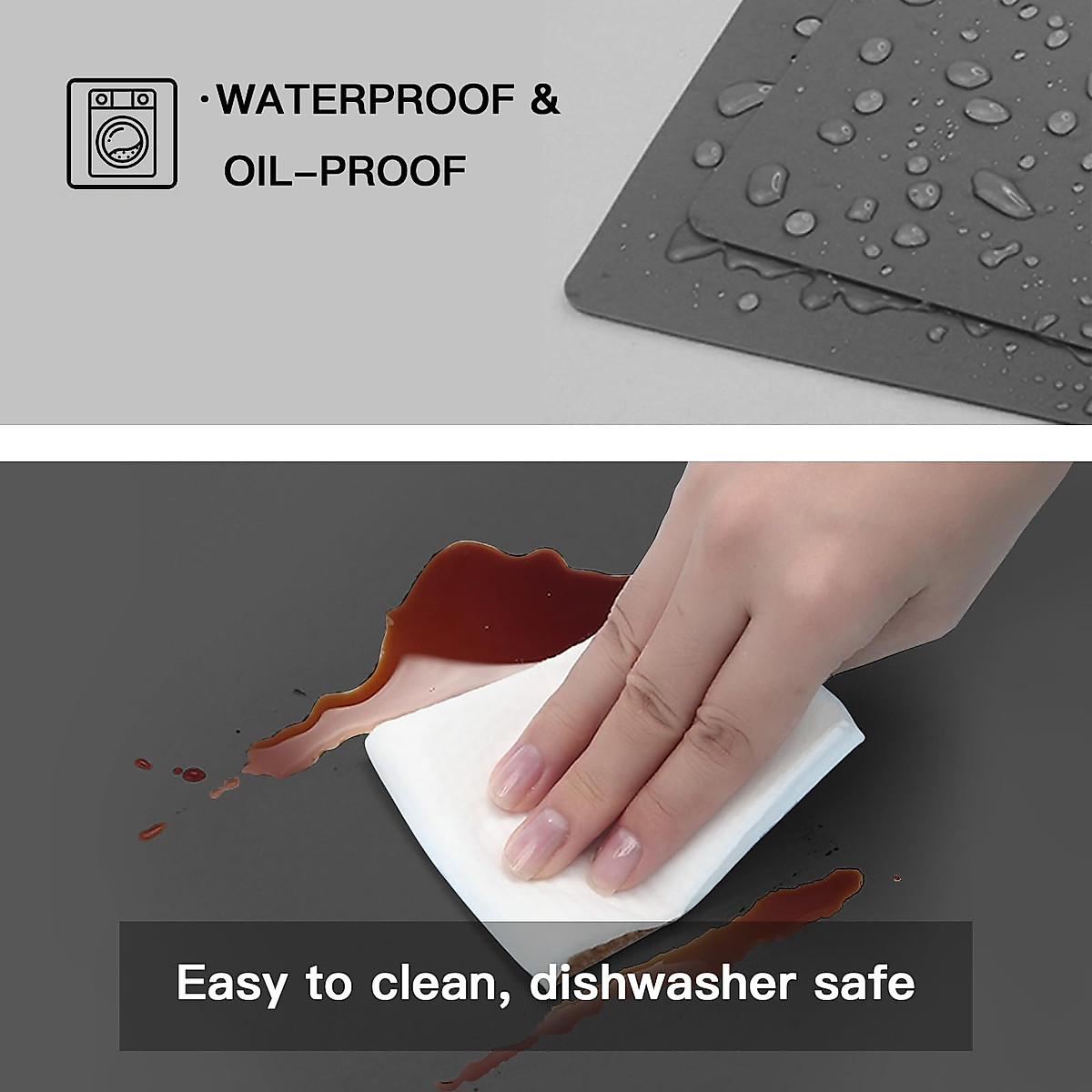 Extra Large Silicone Mat, Silicone Mats for Kitchen Counter 47.3''x23.6''x0.08, 2MM Nonslip Heat Resistant Mat, Countertop Protector, Nonstick Waterproof Craft Mat Table Placemat(Dark Gray)