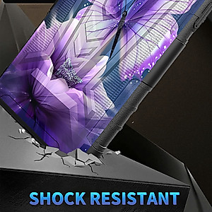 BREIDMKFM Case for OnePlus Nord N20 5G, with Tempered Glass Screen Protector Heavy Duty Built-in Kickstand Shockproof Phone Case for OnePlus Nord N20 5G 2022, Purple Butterfly Flower