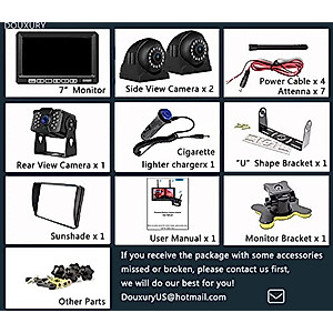 Wireless Backup Camera for RV Truck Trailer Camper Digital 3 Rear/Side View Cameras & HD 1080P 4 Splits 7" Screen with Adapter for Furrion Pre-Wired Night Vision IP69 Waterproof 170° Wide View Angle