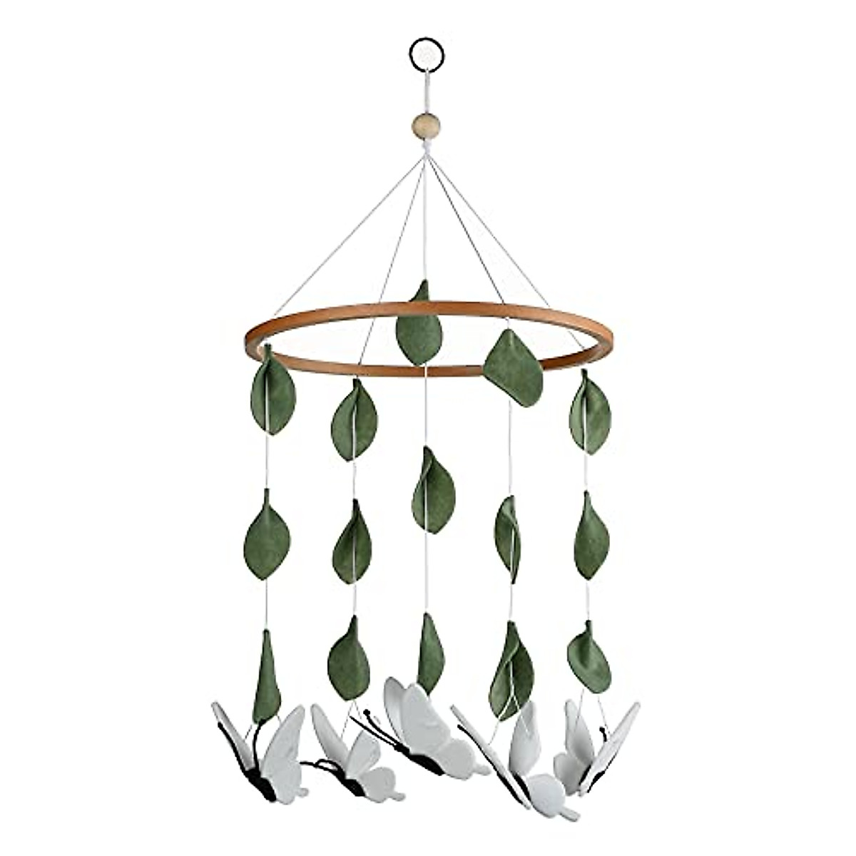 Sorrel + Fern Baby Crib Mobile (White Butterflies) - Baby Shower Gift Nursery Decoration for Boys & Girls