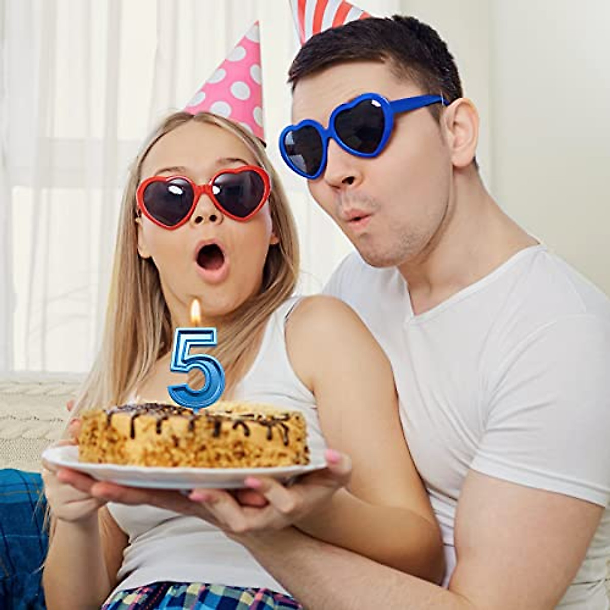 BLUE TOP 2.8 Inch Birthday Cake Candles Number Candles Birthday Candles for Cake,Cake Topper Decoration for Kids,Adults,Party,Anniversary,Milestone Age.(Blue Number 2)