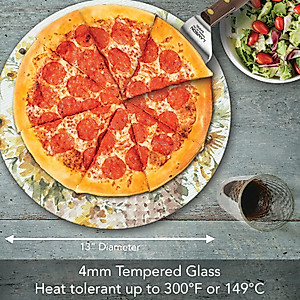 CounterArt Sunflowers Forever 4mm Heat Tolerant Tempered Glass Lazy Susan Turntable 13" Diameter Condiment Caddy Cake Plate Pizza Server