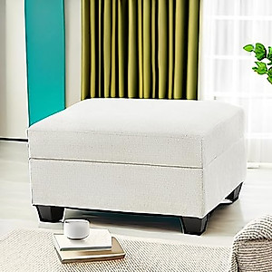 VanAcc Sofa Ottoman with Storage, Modern Sofa- Upholstered Ottoman, Comfy Sofa Couch with Extra Deep Seats, Sofa Couch for Living Room Bedroom, Beige Chenille
