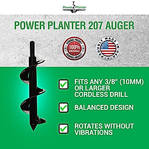 Power Planter Flower Planting Auger & Grass Plug Tool - Compact Auger Drill Bit for Planting Flowers & Grass Plugs - Garden Digging Tool for Soil & Sand - 2" x 7" Long with 3/8" Non-Slip Hex Drive