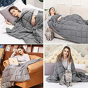 BETU Weighted Blanket for Adults (12lbs, 48"x72" Twin Size) - Cooling and Breathable Heavy Blanket for 110-130lbs with Premium Glass Beads - Soft Thick Blanket for All-Season Sleeping Comfort - Grey