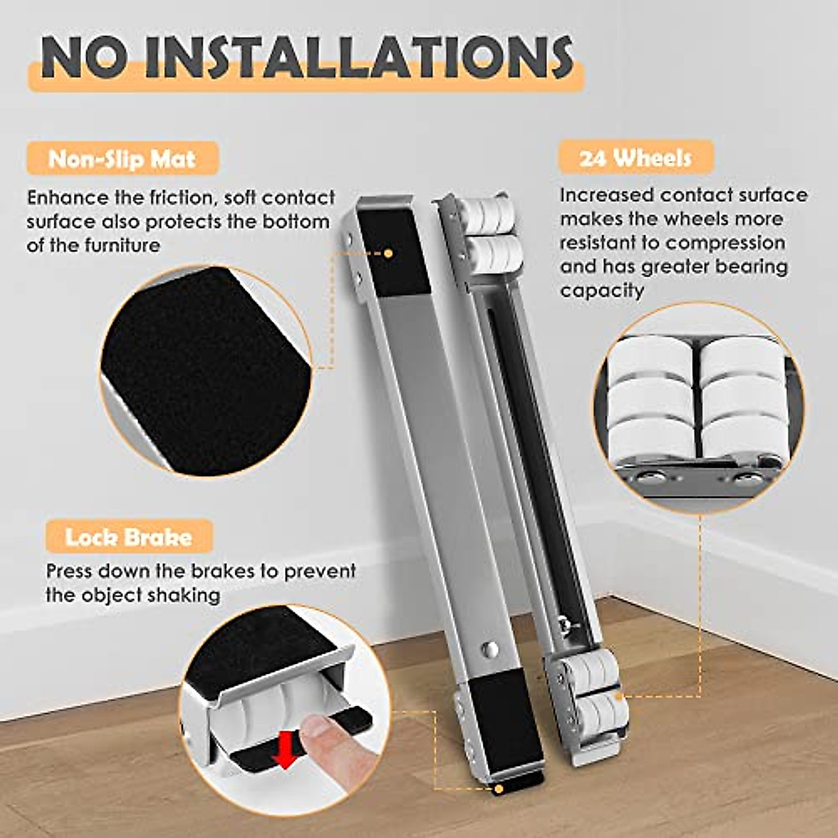 KELIXU Appliance Rollers Heavy Duty Furniture Dolly Mobile Roller, Washing Machine Stand with Wheels Mobile Base for Refrigerators, Dryers, Washing Machines, Support 660 LB, Gray