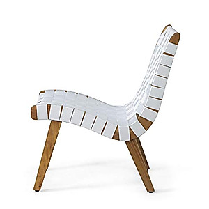 Christopher Knight Home Charlotter Outdoor Lounge Chair, White + Teak