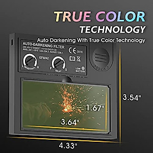 TOOLIOM Solar Powered Welding Helmet Auto Darkening for TIG MIG ARC Welder Mask with Adjustable Shade Range 4/9-13 Blue Eagle Design