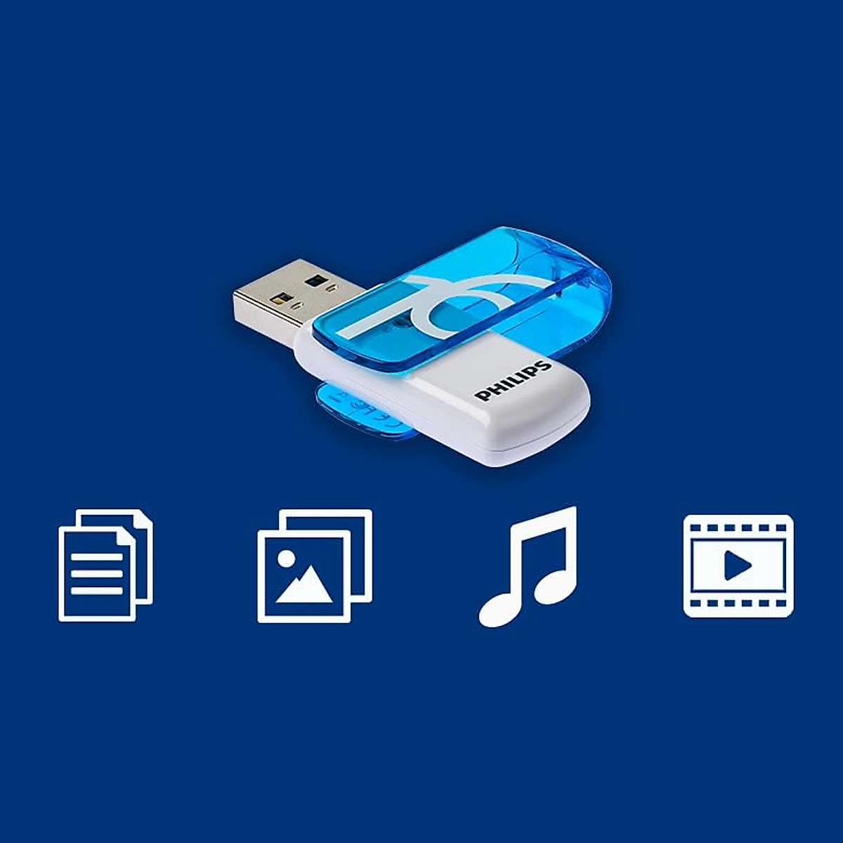 Philips Vivid Edition High Speed USB 2.0 Flash Drive 16GB with Swivel Cap for PC, Laptop, Computer Data Storage, Read Speed up to 21MB/s