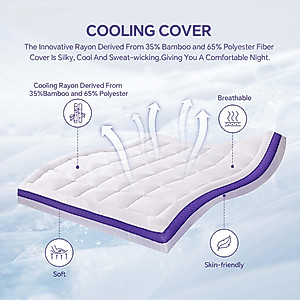 ChiXpace Dual Layer 4 Inch Memory Foam Mattress Topper Queen - 2 Inch Gel Memory Foam and 2 Inch Pillow Top Mattress Pad, 7-Zone Egg Crate Mattress Topper for Back Pain