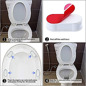 Bidet Toilet Seat Bumper for Bidet with Strong Adhesive, Toilet Seat Bumper Replacement Kit, Toilet Seat Sticking Buffer Attachment for Use with Bidets - 4 PCS