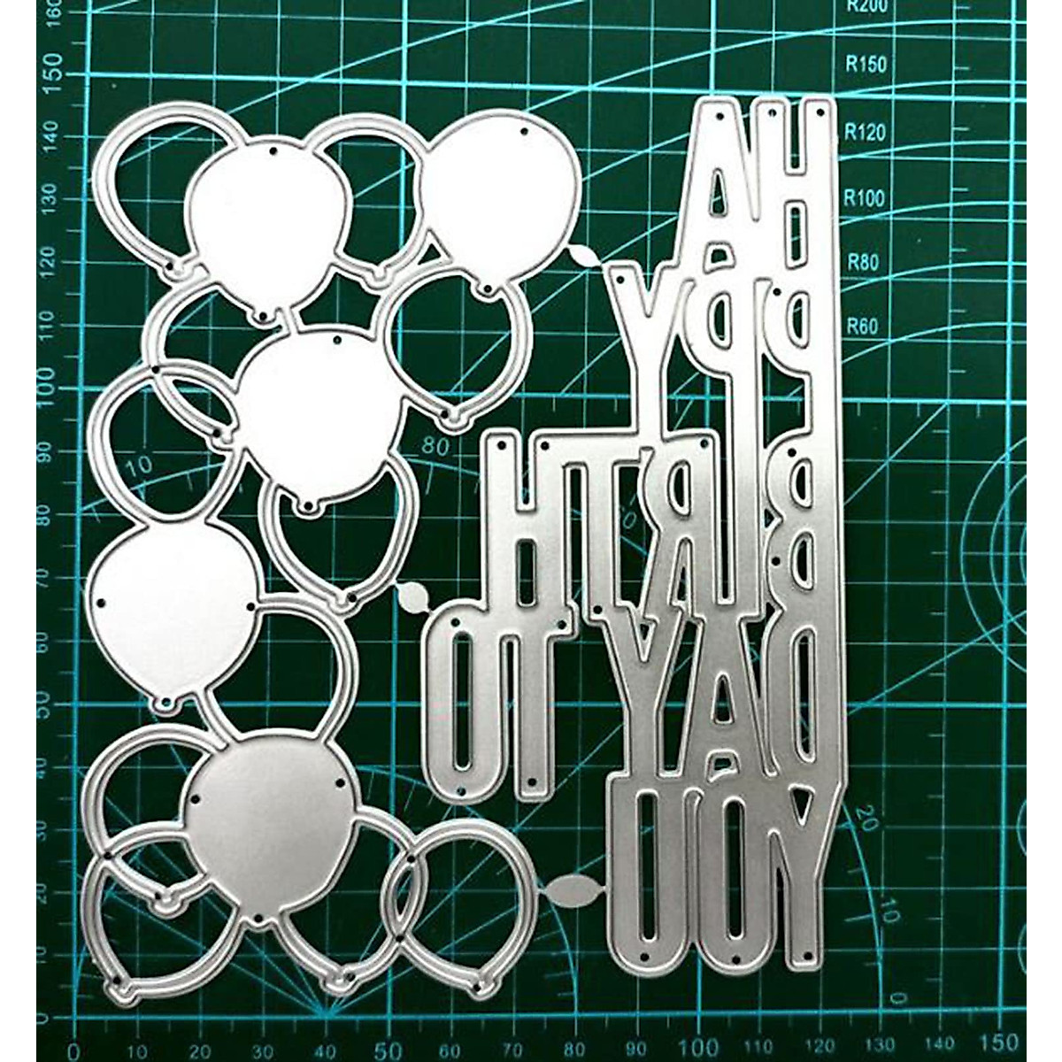 Mvchifay Cutting Dies Metal Stencils Scrapbooking Tool DIY Craft Carbon Steel Embossing Template for Paper Card Making (happy birthday ballon-14.6x12.2cm)