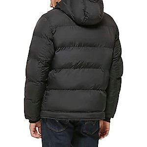 Levi's Men's Performance Hooded Puffer Trucker Jacket (Regular & Big & Tall Sizes), Black Solid, XL