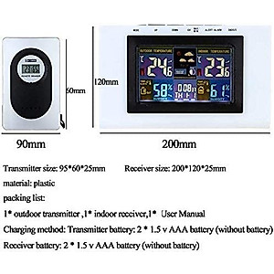 QHYXT Weather Stations Wireless Indoor Outdoor Thermometer Hygrometer, with Color Screen, Alarm Clock,Humidity Weather Forecaster with Remote Senso