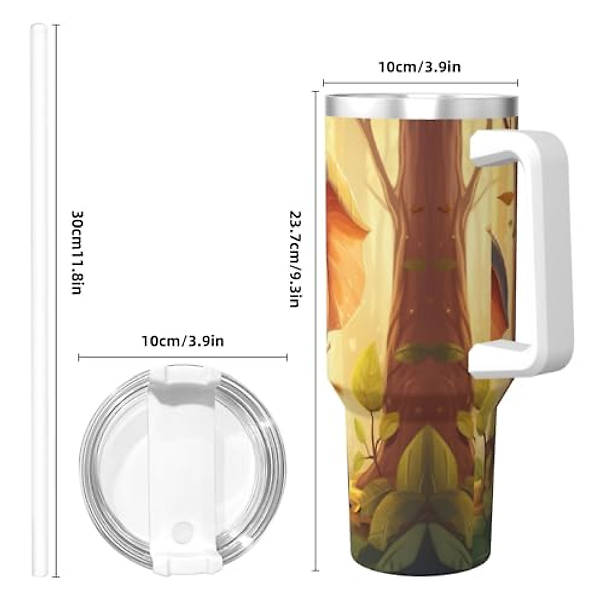 HULIBIN Cute Elephant Print Double Deck Stainless Steel Travel Coffee Cup With Lid 40 Oz Ice Bully Cup