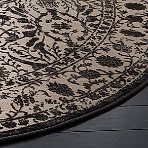 SAFAVIEH Brilliance Collection 6'7" Round Cream / Black BRL502C Vintage Oriental Area Rug