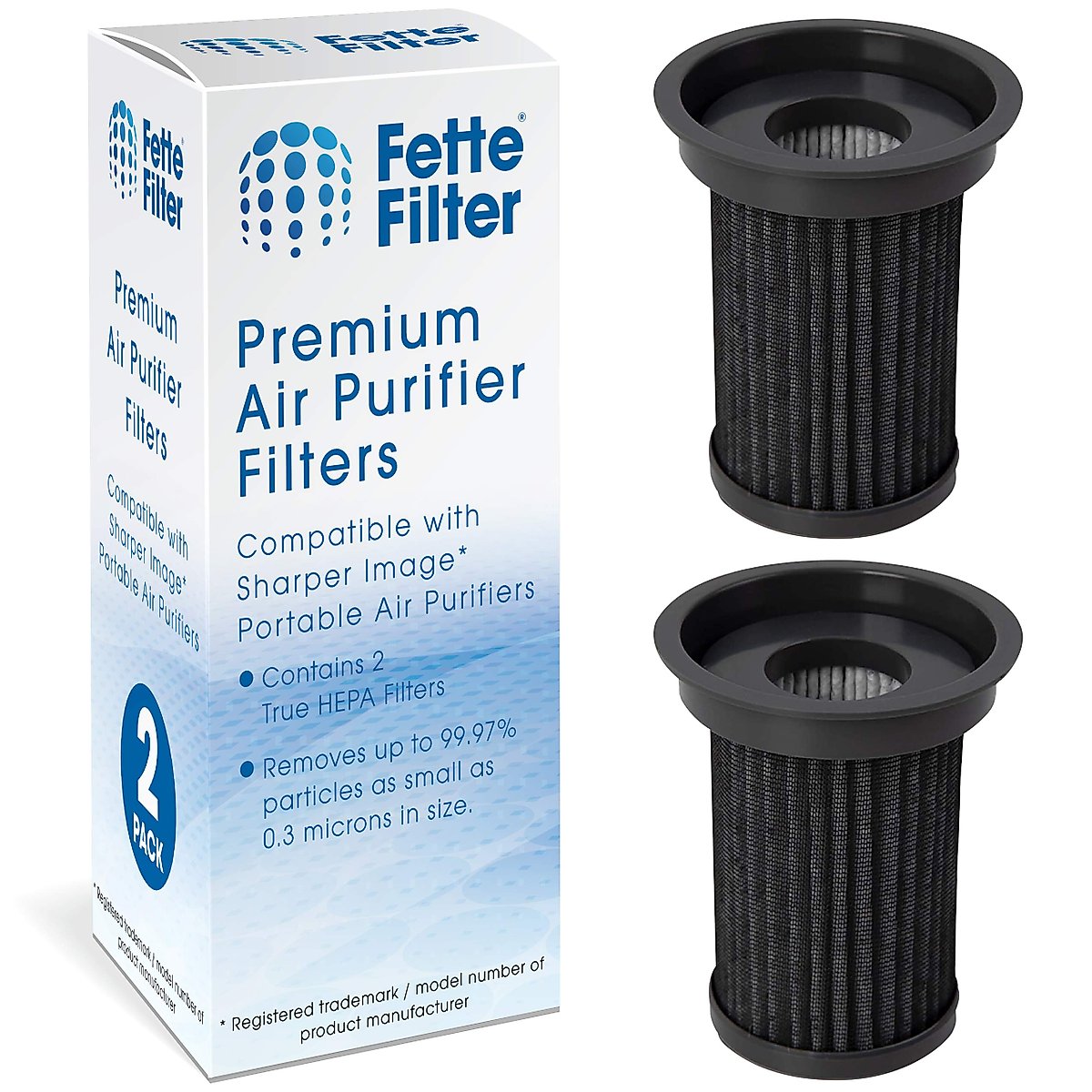 Fette Filter - True Hepa Filter Replacement Compatible with Sharper Image USB powered Portable Air Purifier (2 QTY)