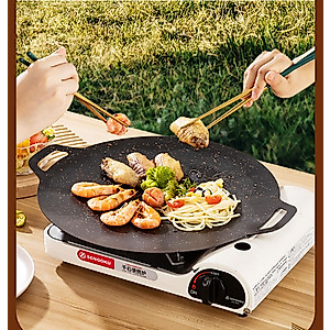 YIKANGHENG Thin Korean Grill Pan, 9 Inch Iron with Non-stick Coating Baking Tray on Heating Stove for Home, Party Travel and Outdoor (9 inch)