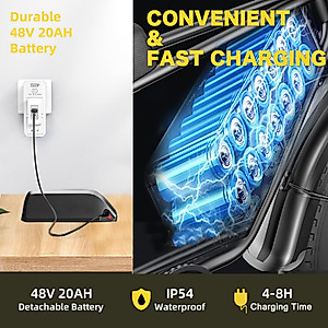 LONG SENG Adult Electric Bike 1000W 35MPH, 48V 20AH Removable Battery Electric Bicycle, 7-Speed eBike 20"x4.0"Adult Electric Bicycle Commuter Electric Bike Passed UL Certification (48V 20AH, Black)