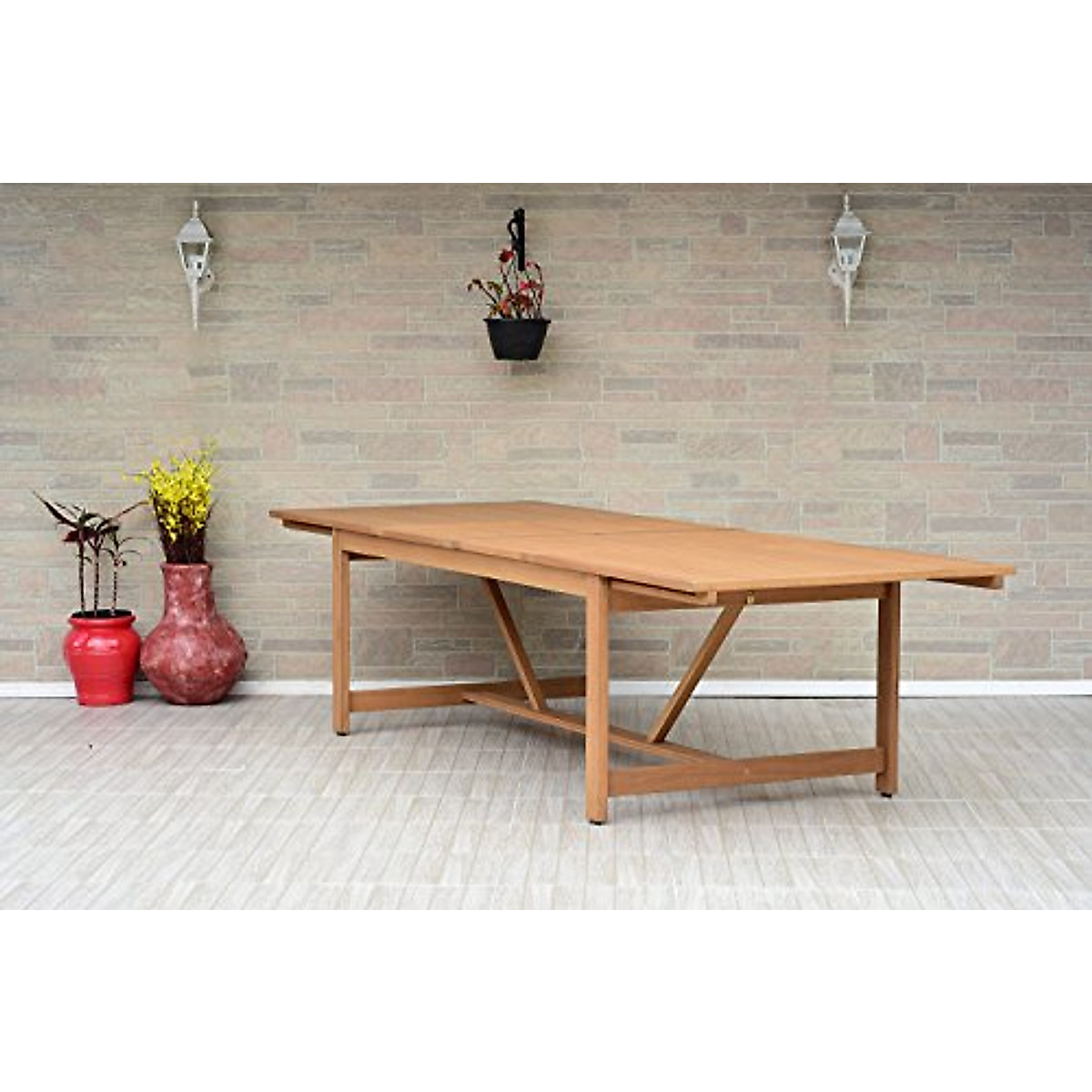 Brampton 9 Piece Outdoor Eucalyptus Extendable Dining Set | Perfect for Patio | with Teak Finish