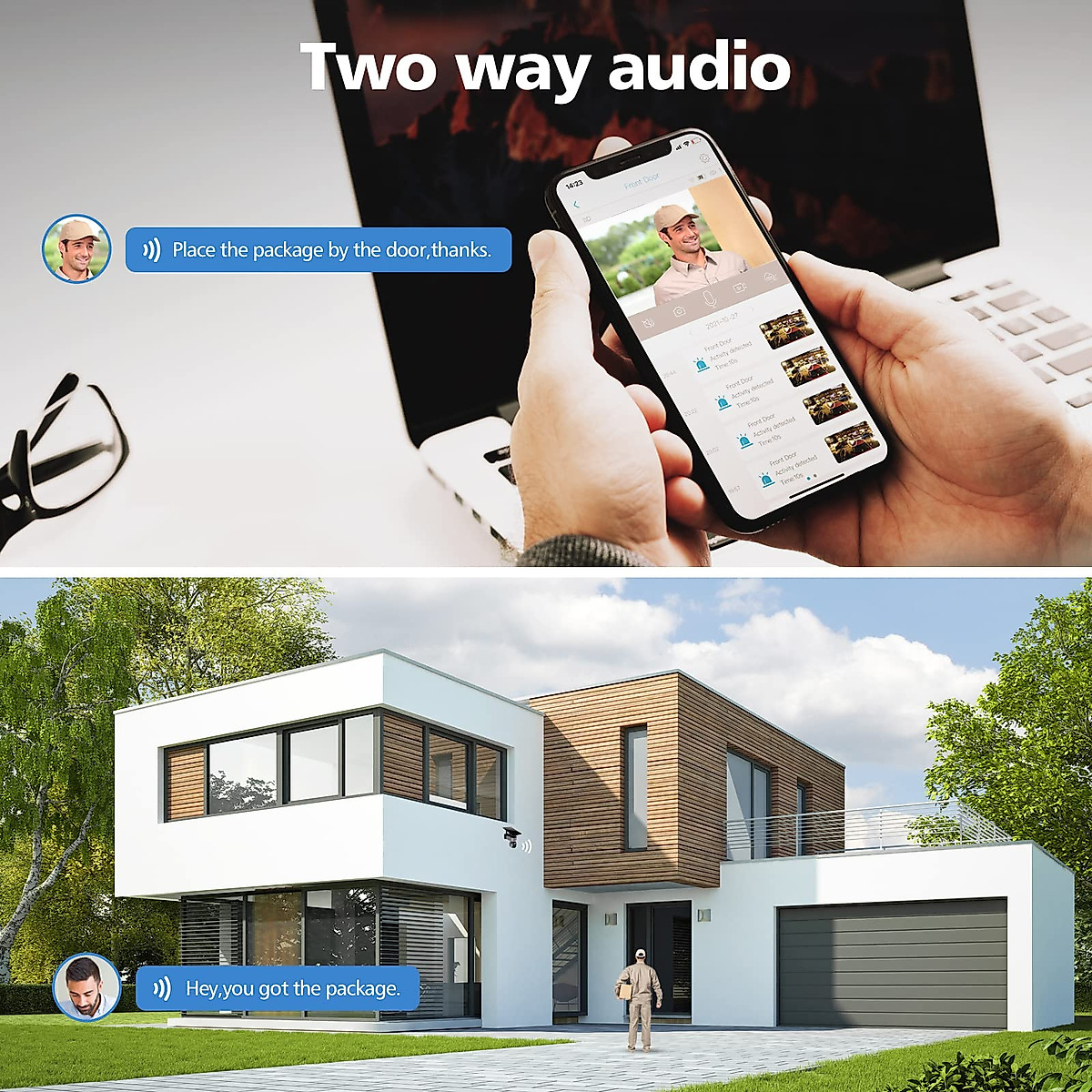 PORTOCAM Security Camera Outdoor, Pan Tilt 360°View Solar Battery Powered Rechargeable Wireless Spotlight Security System, 1080P Full-Color Night Vision, 2-Way Talk, Motion Detection, and Cloud S30