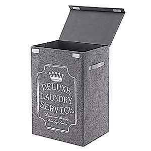 YOUDENOVA Tall Laundry Basket with Lid, 72L Large Collapsible Clothes Hamper with Handle, Freestanding Waterproof Clothes Hamper Basket for Nursery, Bedroom, Bathroom, College Dorm – Fossil