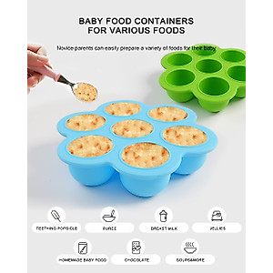 DF DUALFERV 2 Pack Baby Food Freezer Tray,7 Portions Silicone Baby Food Freezer Tray with Lid, Perfect Baby Food Containers for Homemade Baby Food, Vegetable & Fruit Purees, and Breast Milk