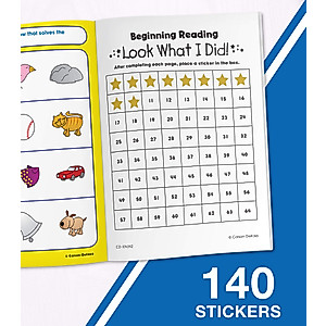 Carson Dellosa Beginning Reading Workbook―Kindergarten Early Reader Phonics Practice With Stickers, Incentive Chart, Puzzles, Coloring Activities (64 pgs) (Home Workbooks)