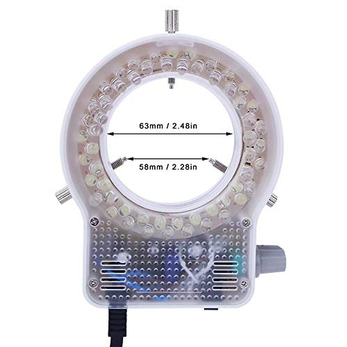 60LED Adjustable Brightness Microscope Ring Light Lamp Illuminator for Stereo Scope Microscope Supplier with Dimmer US Plug 110~240V