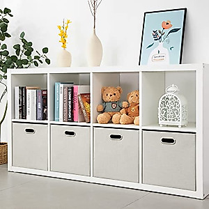 DULLEMELO Cube Storage Bins 13x13 Fabric Storage Cubes, Large Foldable Storage Cube Baskets with Dual Handles, Fabric Cube Organizer Boxes for Home Closet Shelf Bookcase,Set of 4,Light Grey