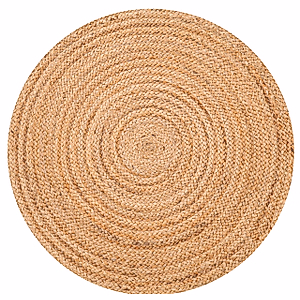 Bedding Craft Jute Rug 4 ft,Hand Woven Rug,Round Natural Yarn, Rustic Vintage Beige Braided Reversible Rug, Eco Friendly Rugs for Bedroom, Kitchen, Living Room