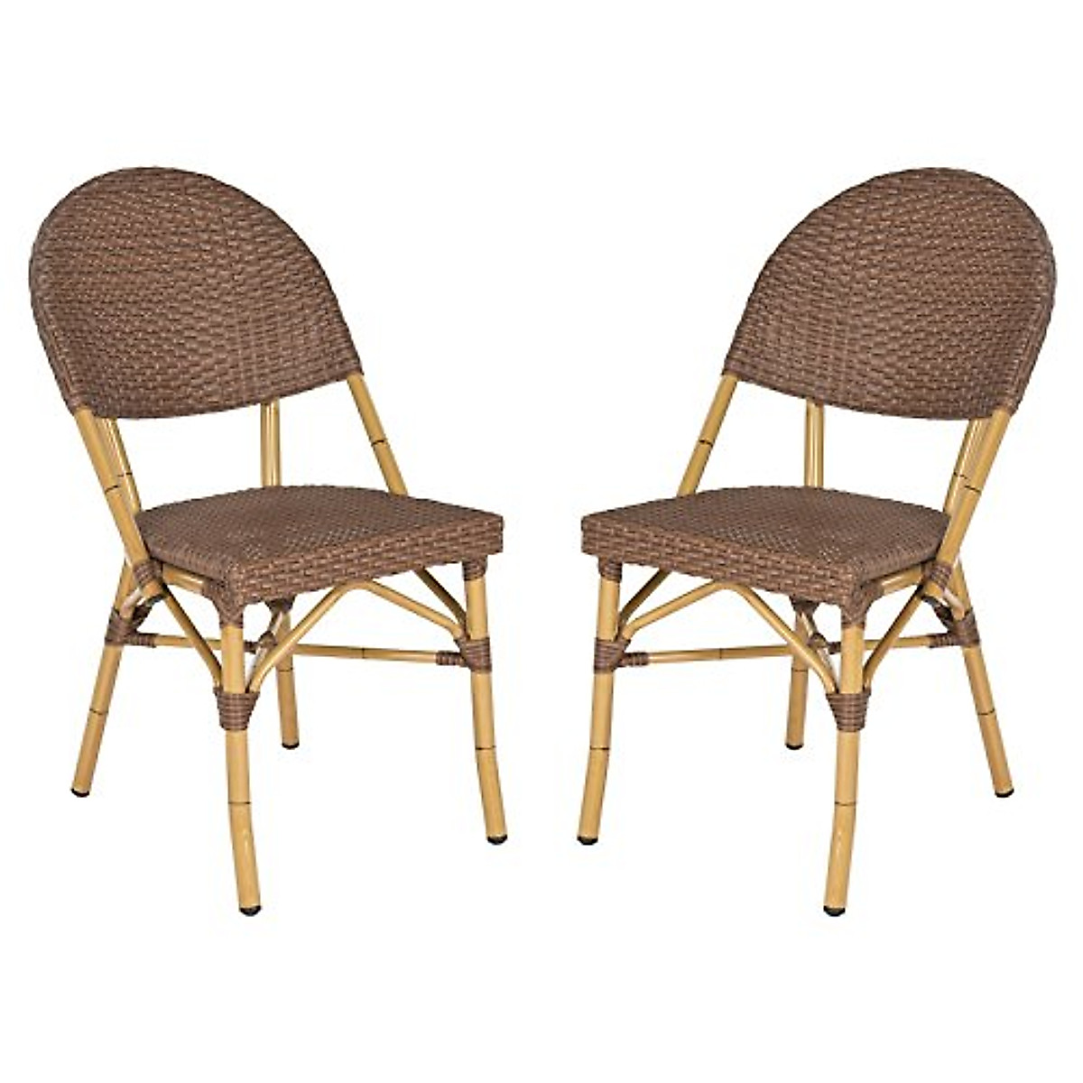 SAFAVIEH Home Collection Barrow Indoor/Outdoor, Set of 2, Brown Stacking Side Chair, 0
