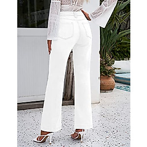 luvamia Wide Leg Jeans for Women High Waisted Baggy 90S Jeans Distressed Stretchy Denim Pants Trendy High Rise Jeans for Women Western Wear for Women Baggy Jeans Women Brilliant White Size US 18